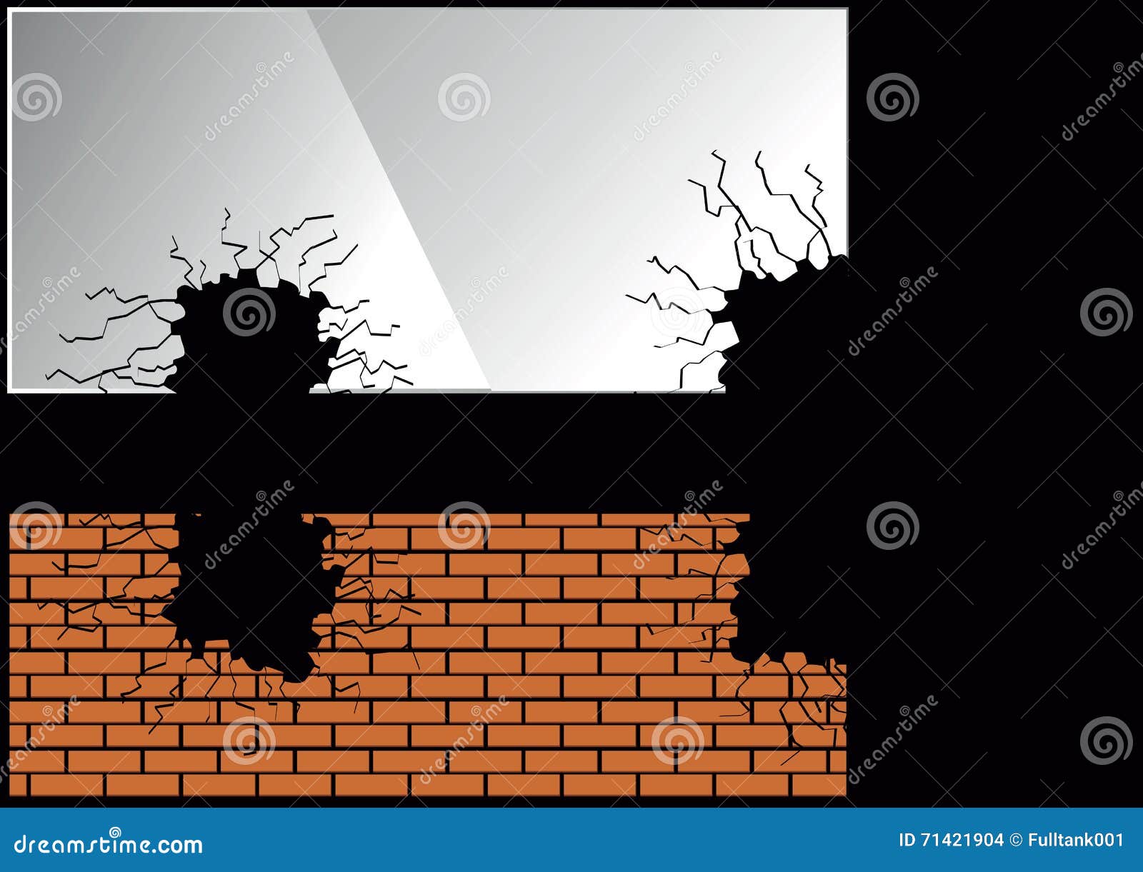 Breaking Effect on Glass and Brick Stock Vector - Illustration of crack ...