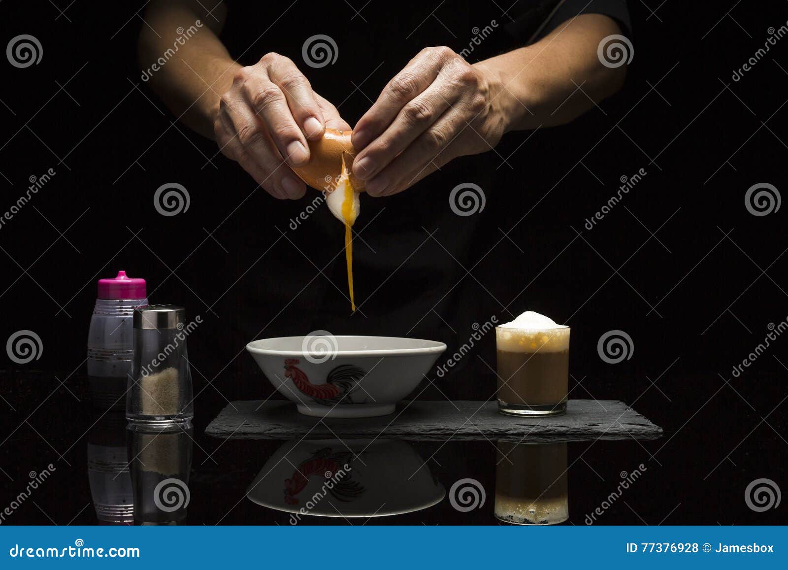 Breaking an Egg for Breakfast Stock Photo - Image of health, flour ...