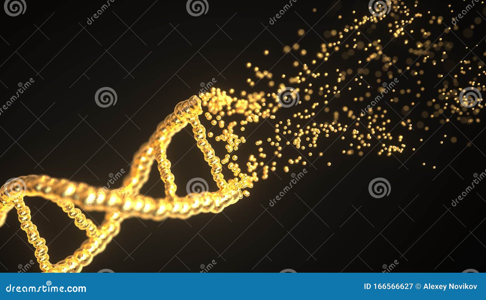 Breaking Golden DNA Molecule. Conceptual 3D Rendering Stock ...