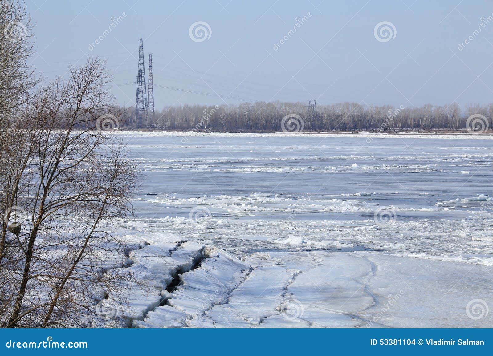 Breaking of the Ice on the River in the Spring Stock Photo - Image of ...