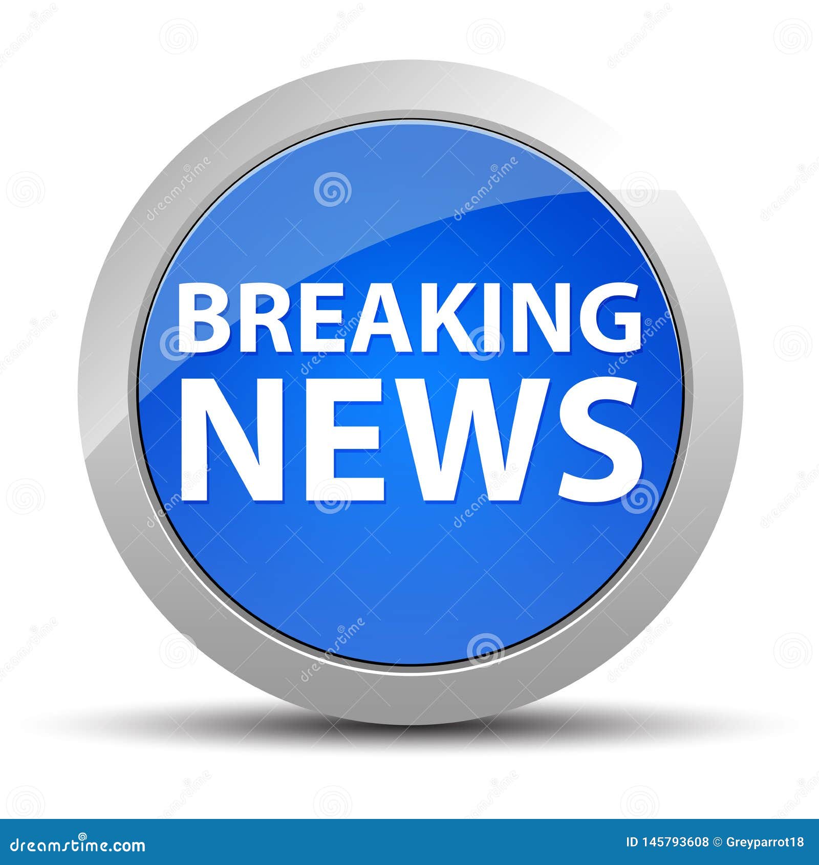 Breaking News Blue Round Button Stock Illustration - Illustration of ...