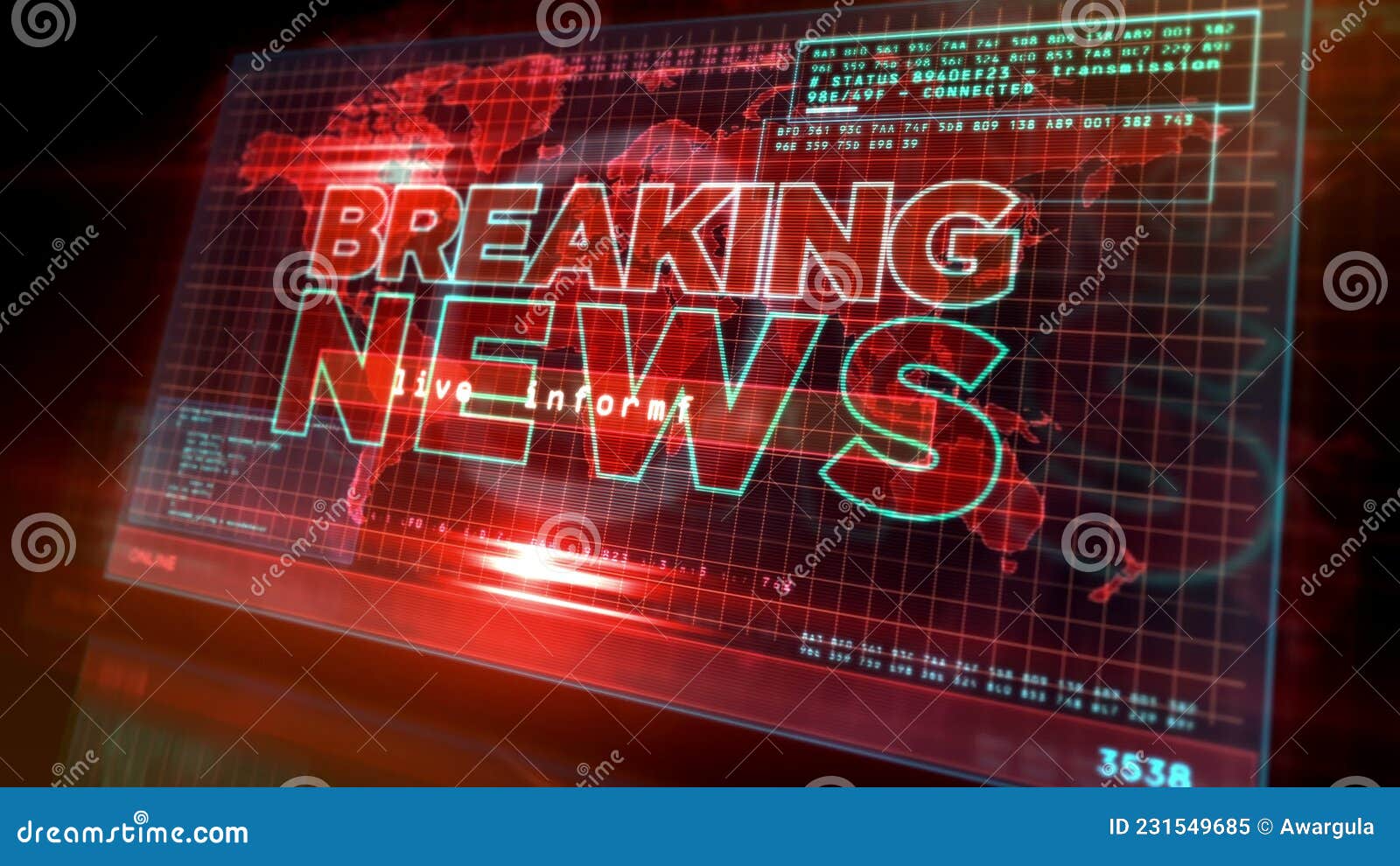 Breaking News Broadcast on Digital Screen Stock Video - Video of ...