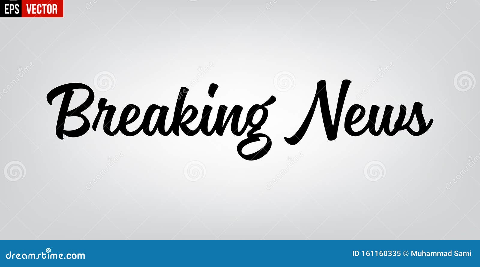 Breaking News English Typography on Grey Background. Vector Stock ...