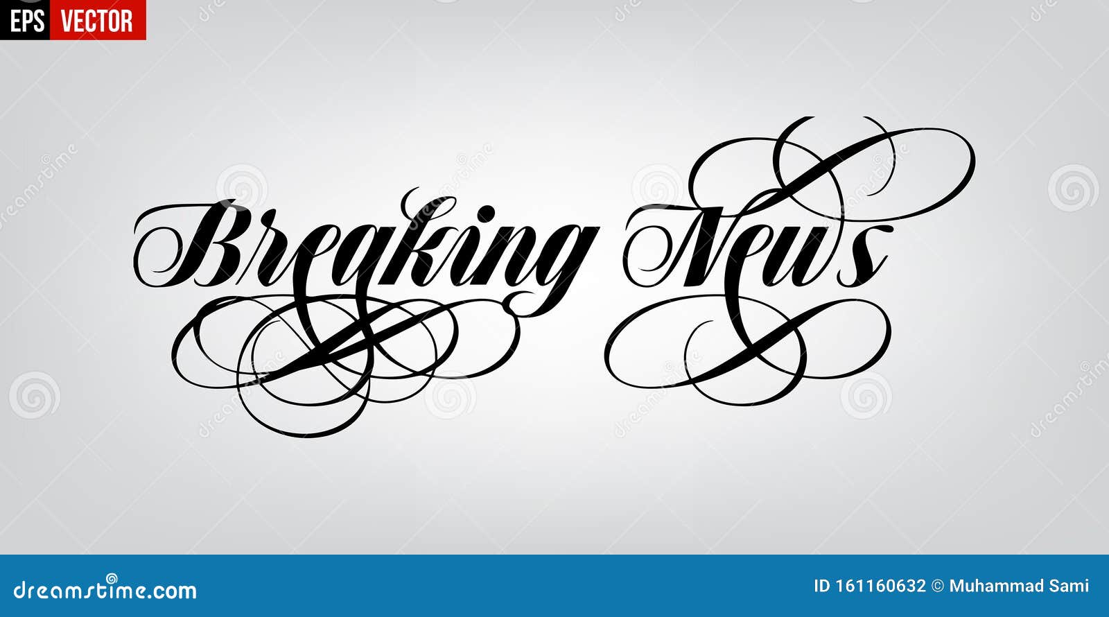 Breaking News English Typography on Grey Background. Vector Stock ...
