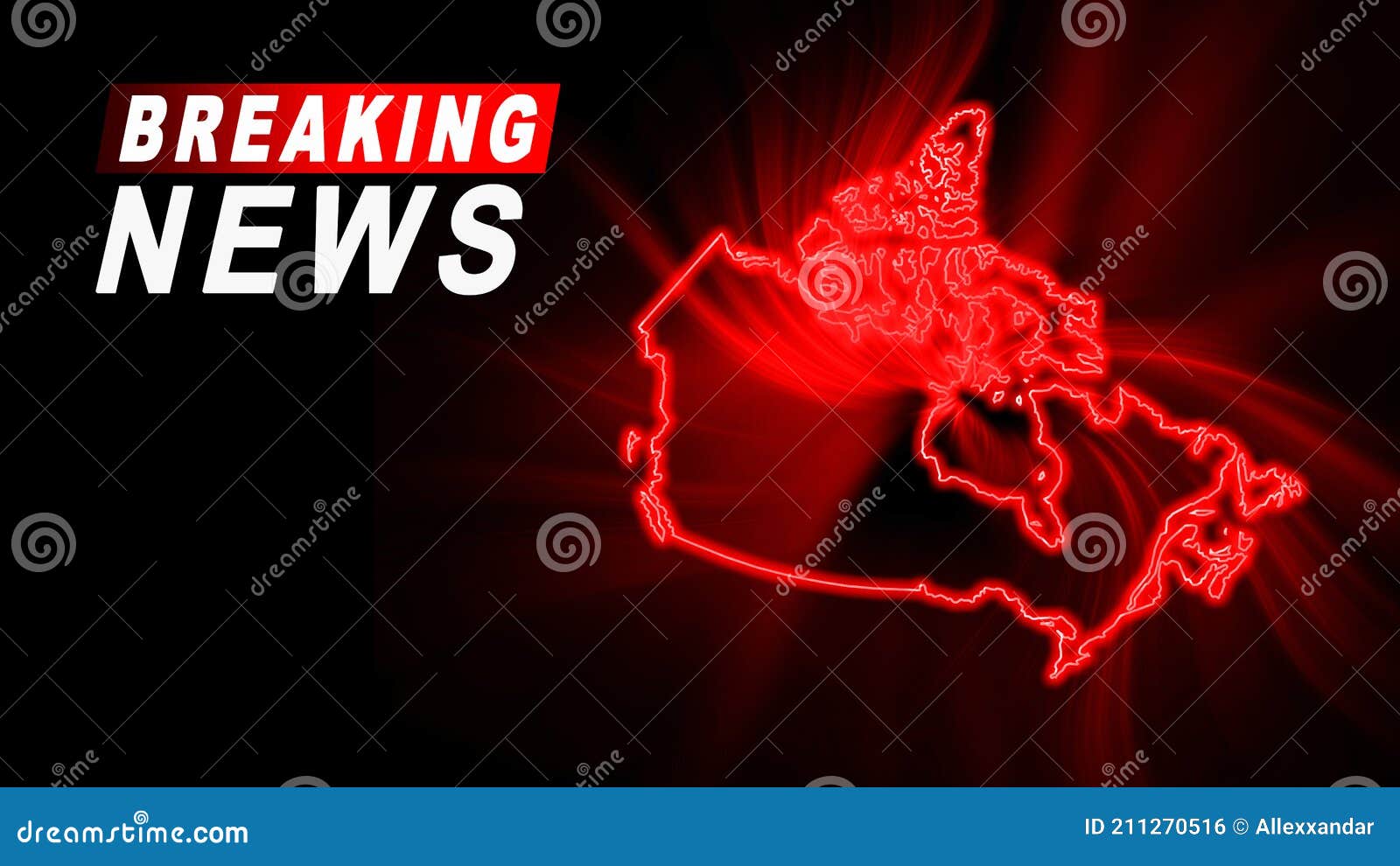 Breaking News Map of Canada, Outline Red Glow Map Stock Illustration ...