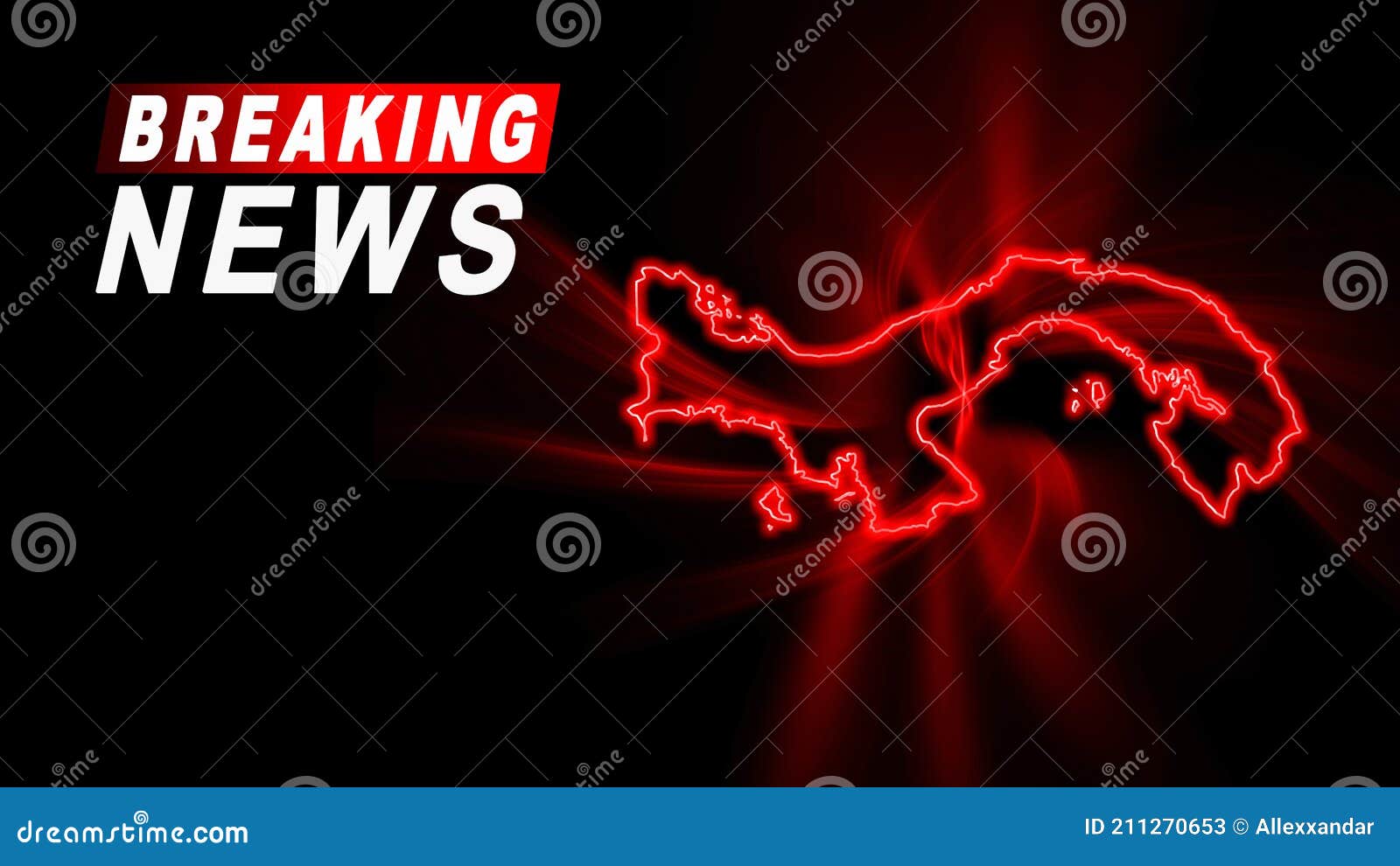 Breaking News Map of Panama, Outline Red Glow Map Stock Illustration ...