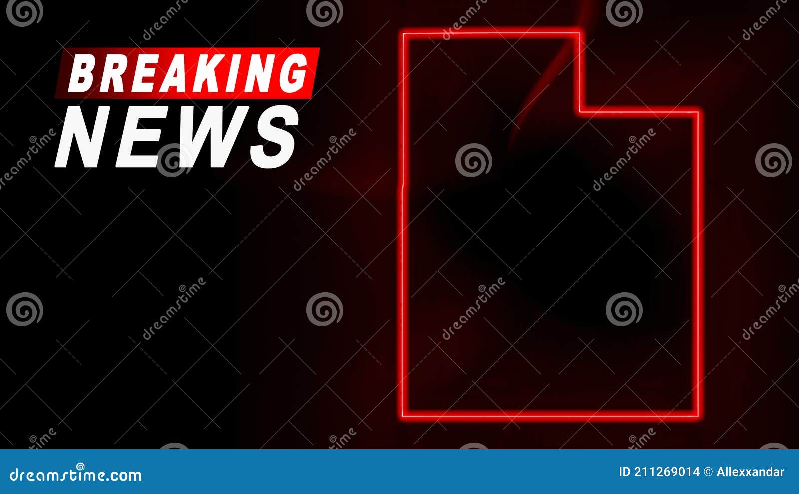 Breaking News Map of Utah, Outline Red Glow Map Stock Illustration ...