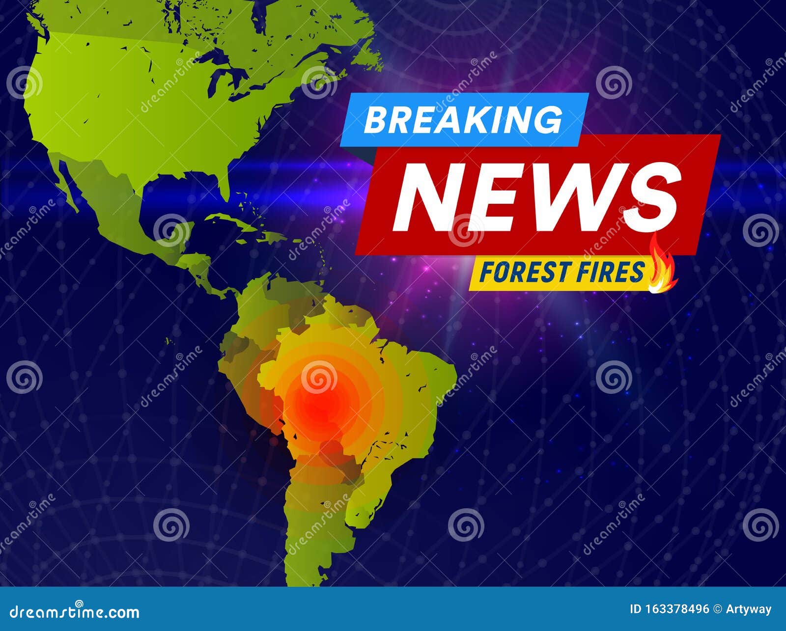 Breaking News Poster, Forest Fires Banner, Vector Illustration. Stock ...