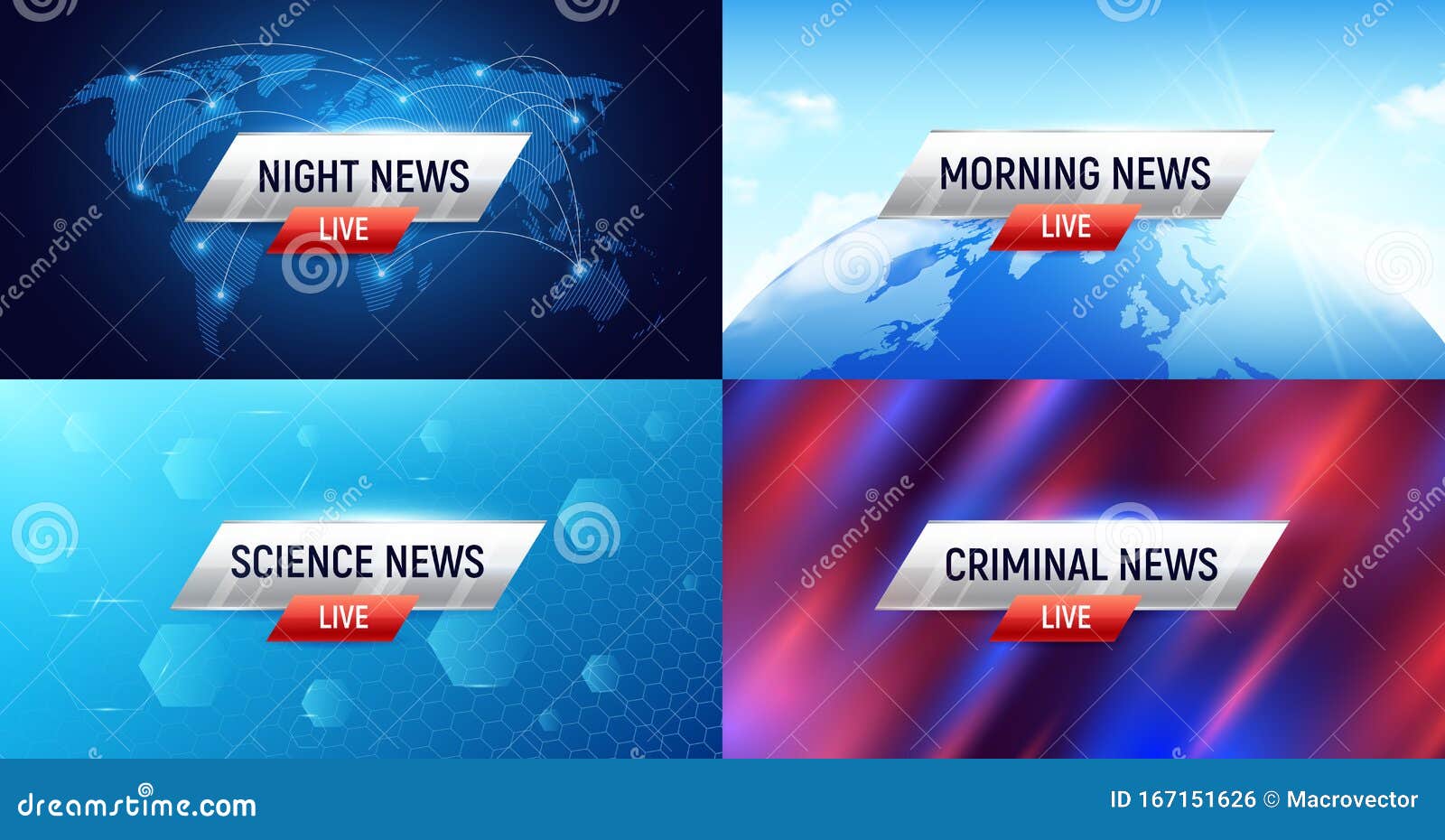 News Captions Compositions Set Stock Vector - Illustration of design ...