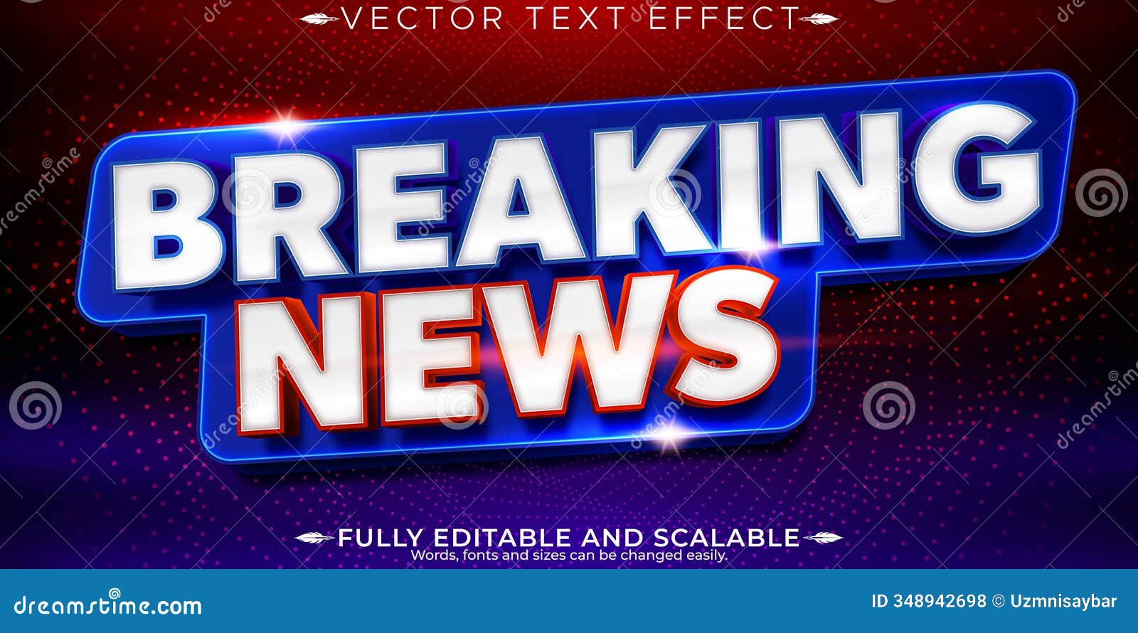Breaking News Text Effect, Editable Report and Global Text Style Stock ...