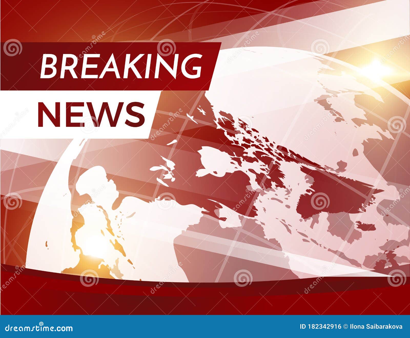 Breaking News Vector Background with Earth Globe and Technology Shapes ...