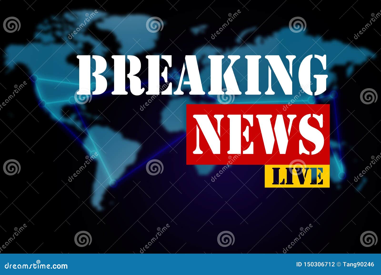 Breaking News on World Map Background Stock Illustration - Illustration ...