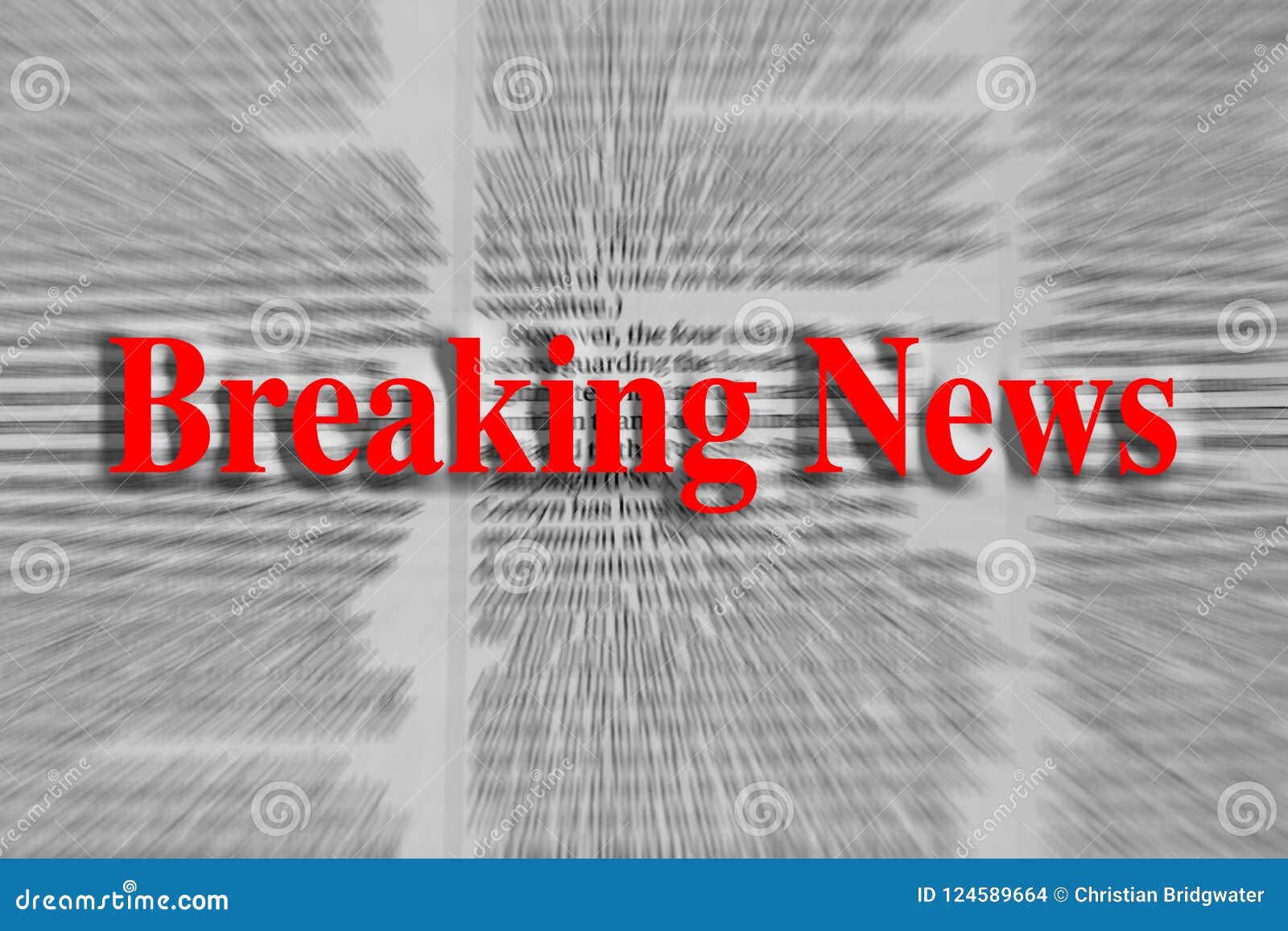 Breaking News Written in Red with a Newspaper Article Blurred Stock ...