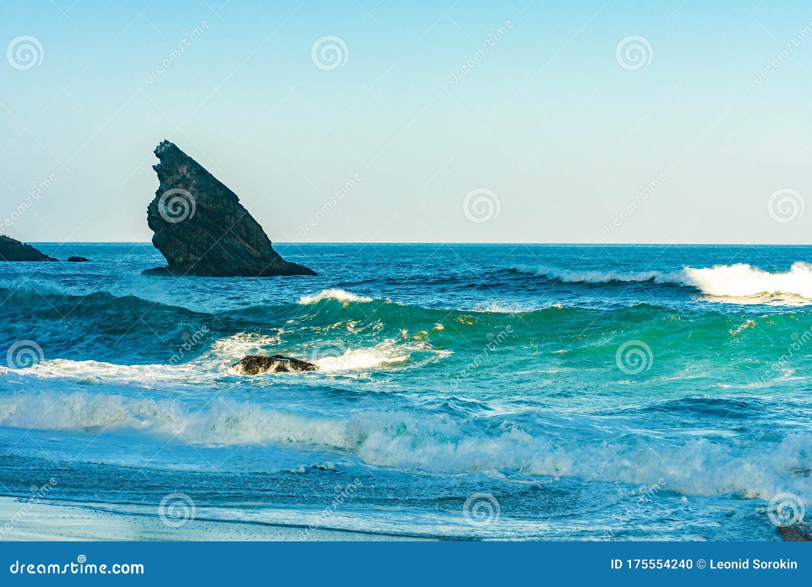 Breaking Ocean Wave Falling Down at Sunrise Time Stock Photo - Image of ...