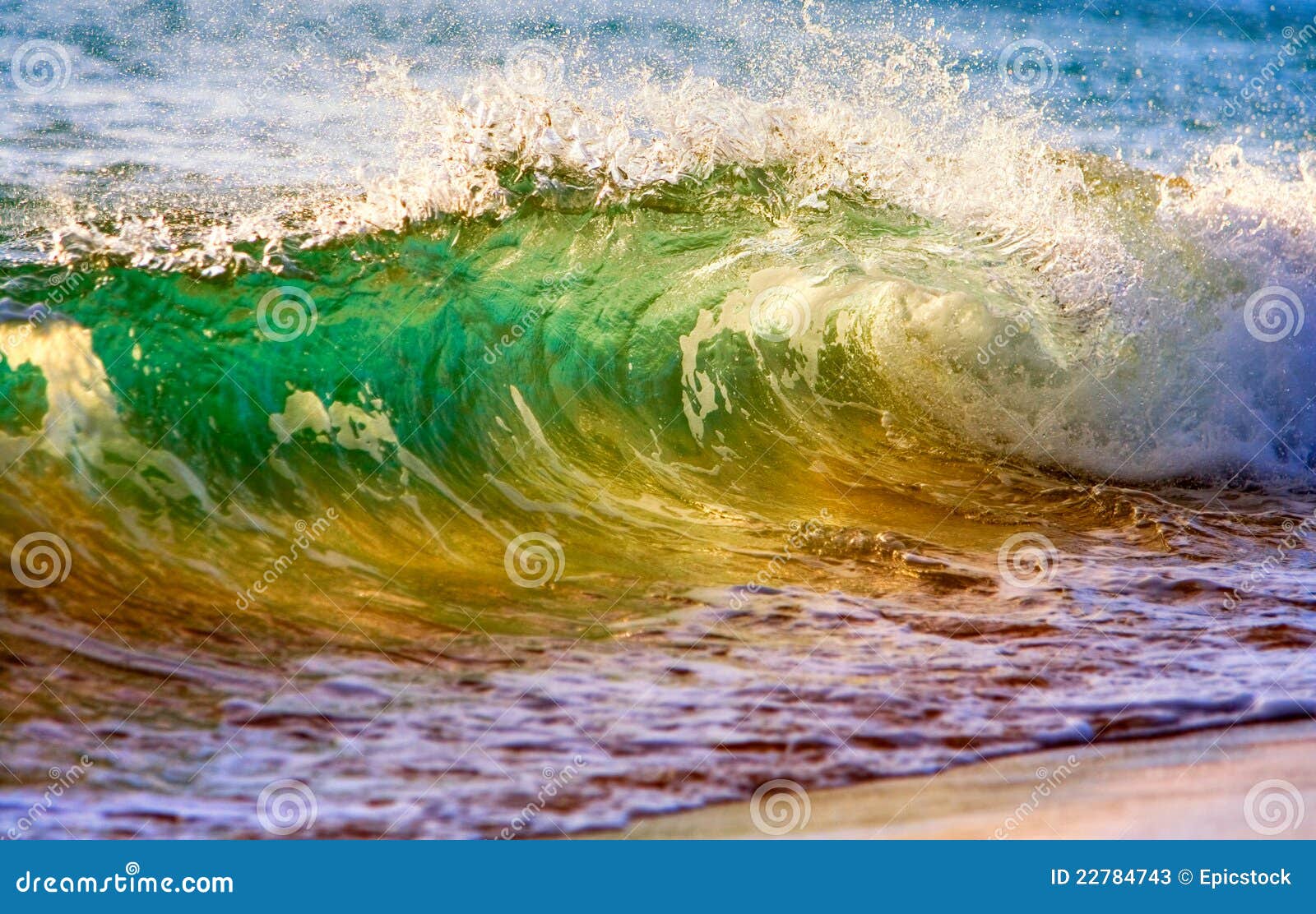 Breaking Ocean Wave at Sunset Stock Image - Image of landscape, beauty ...