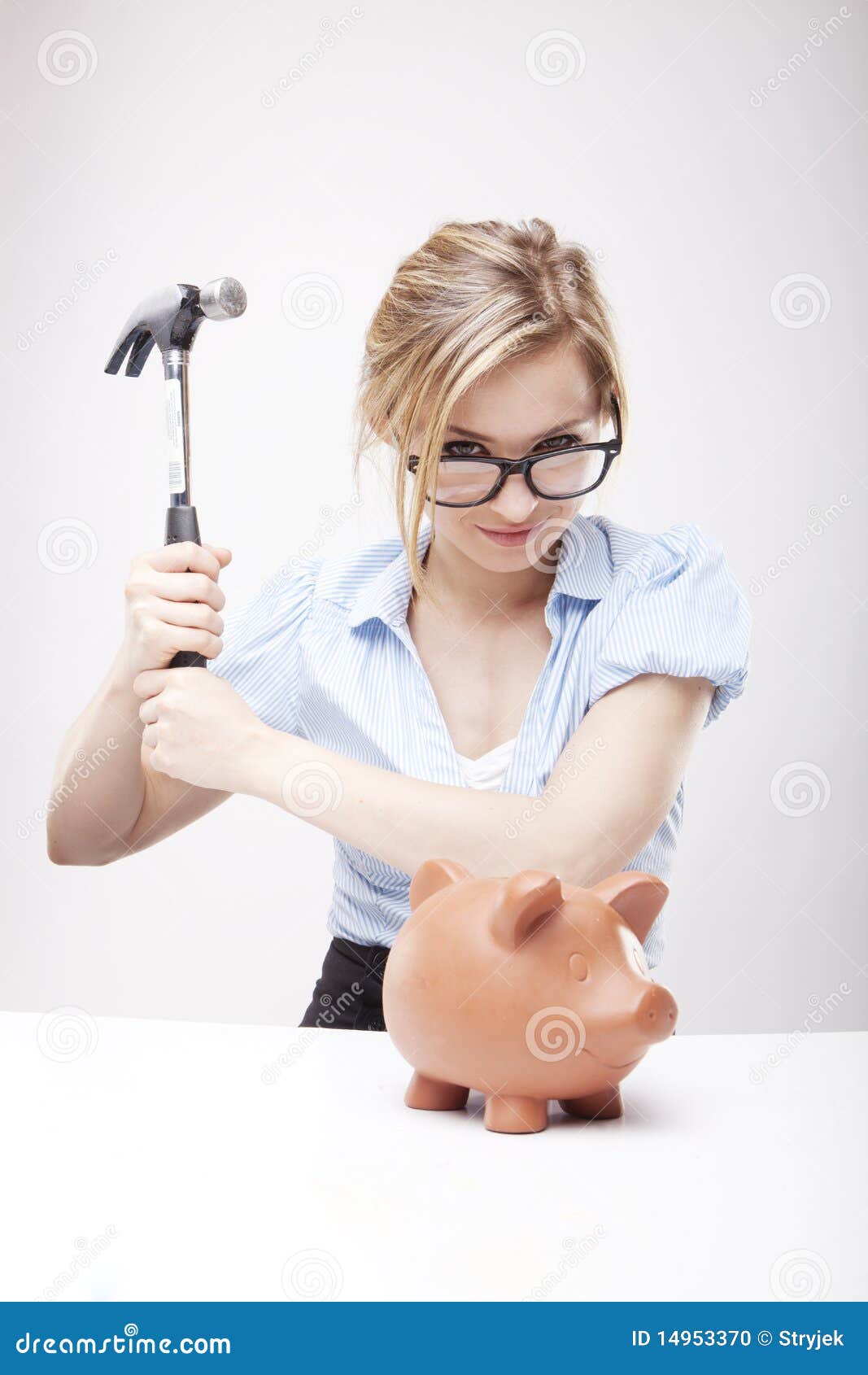 Breaking a piggy bank stock photo. Image of financial - 14953370