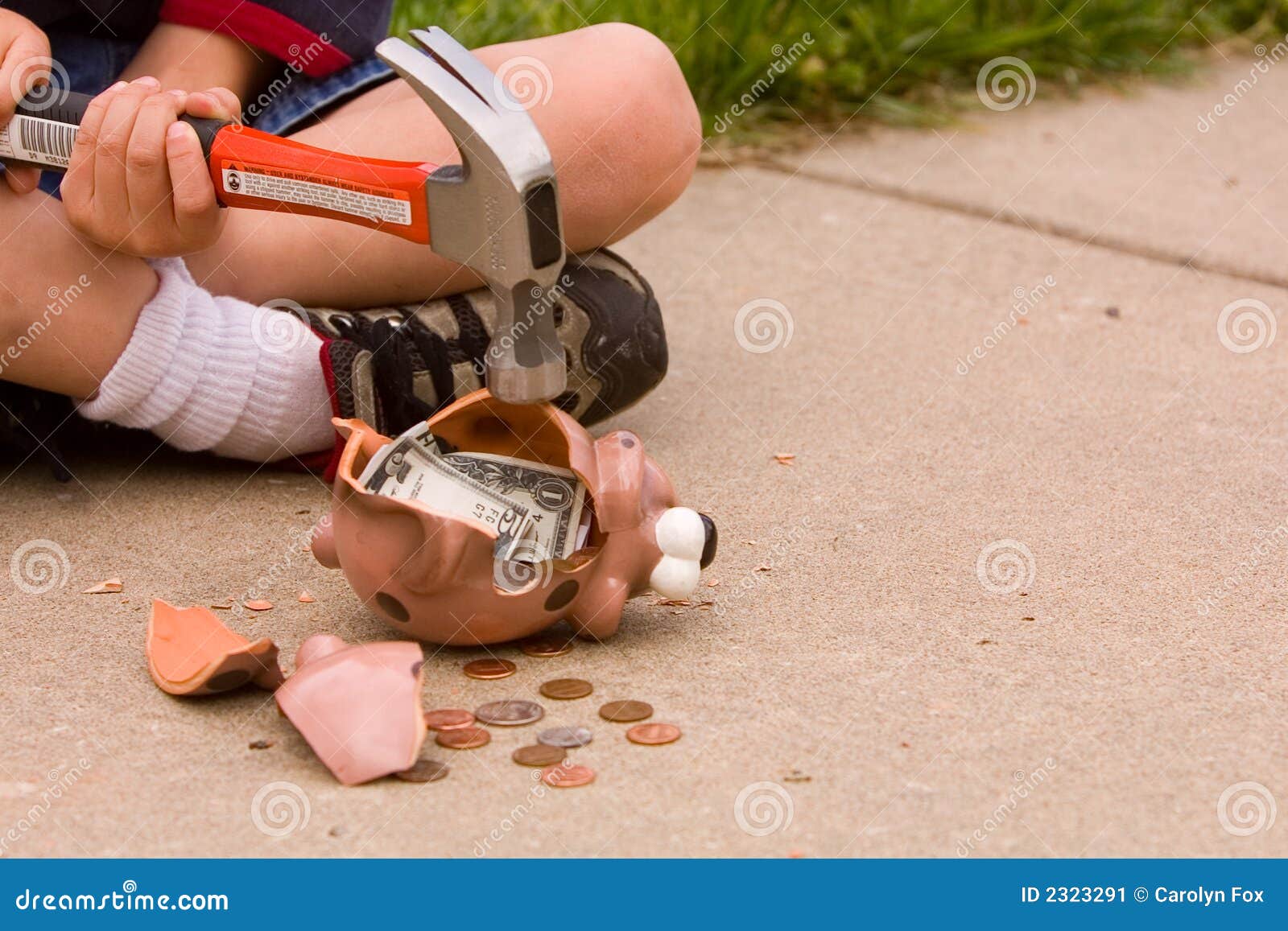 Breaking the piggy bank stock image. Image of save, legs - 2323291