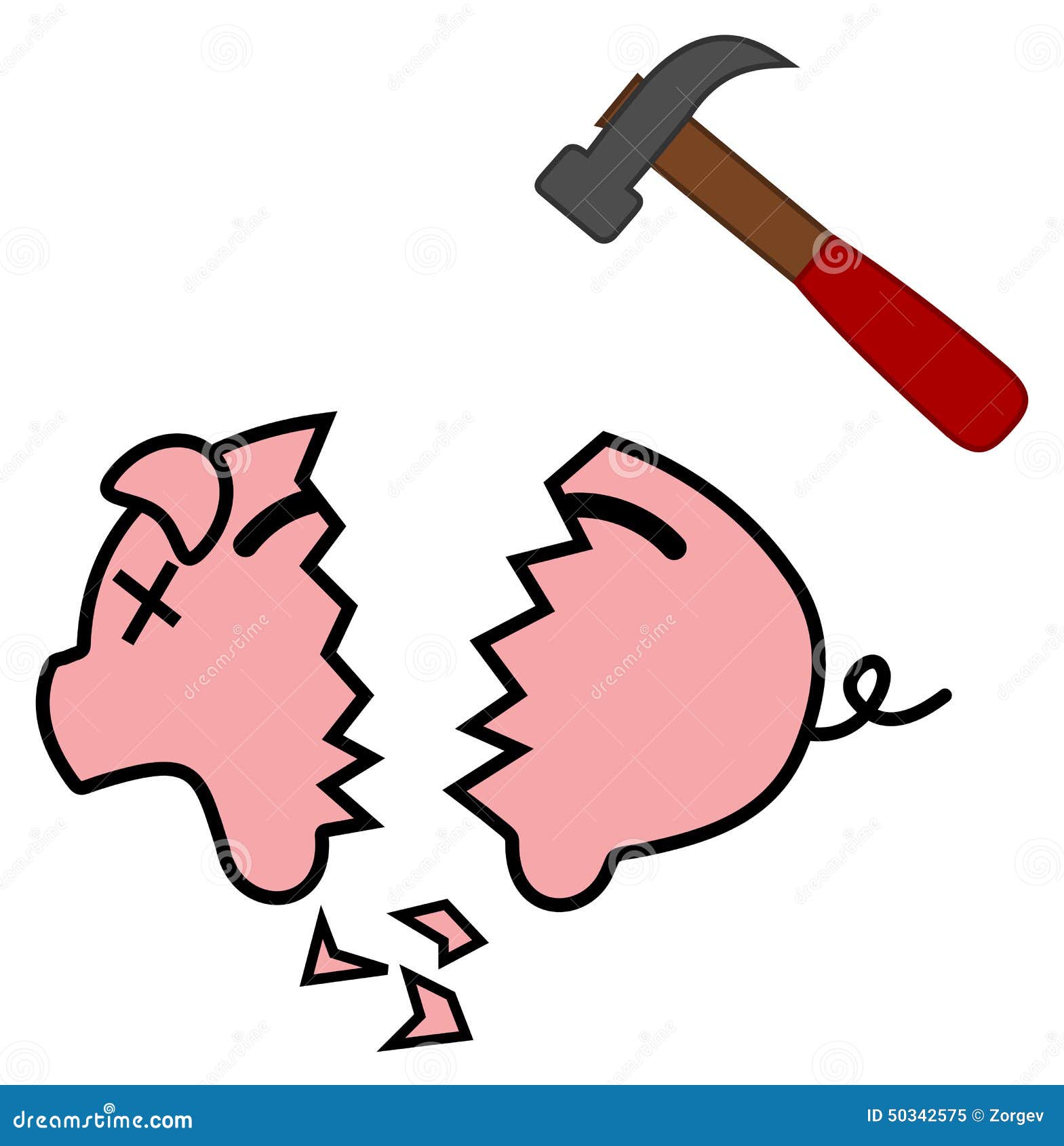 Breaking a piggy bank stock vector. Illustration of mammal - 50342575