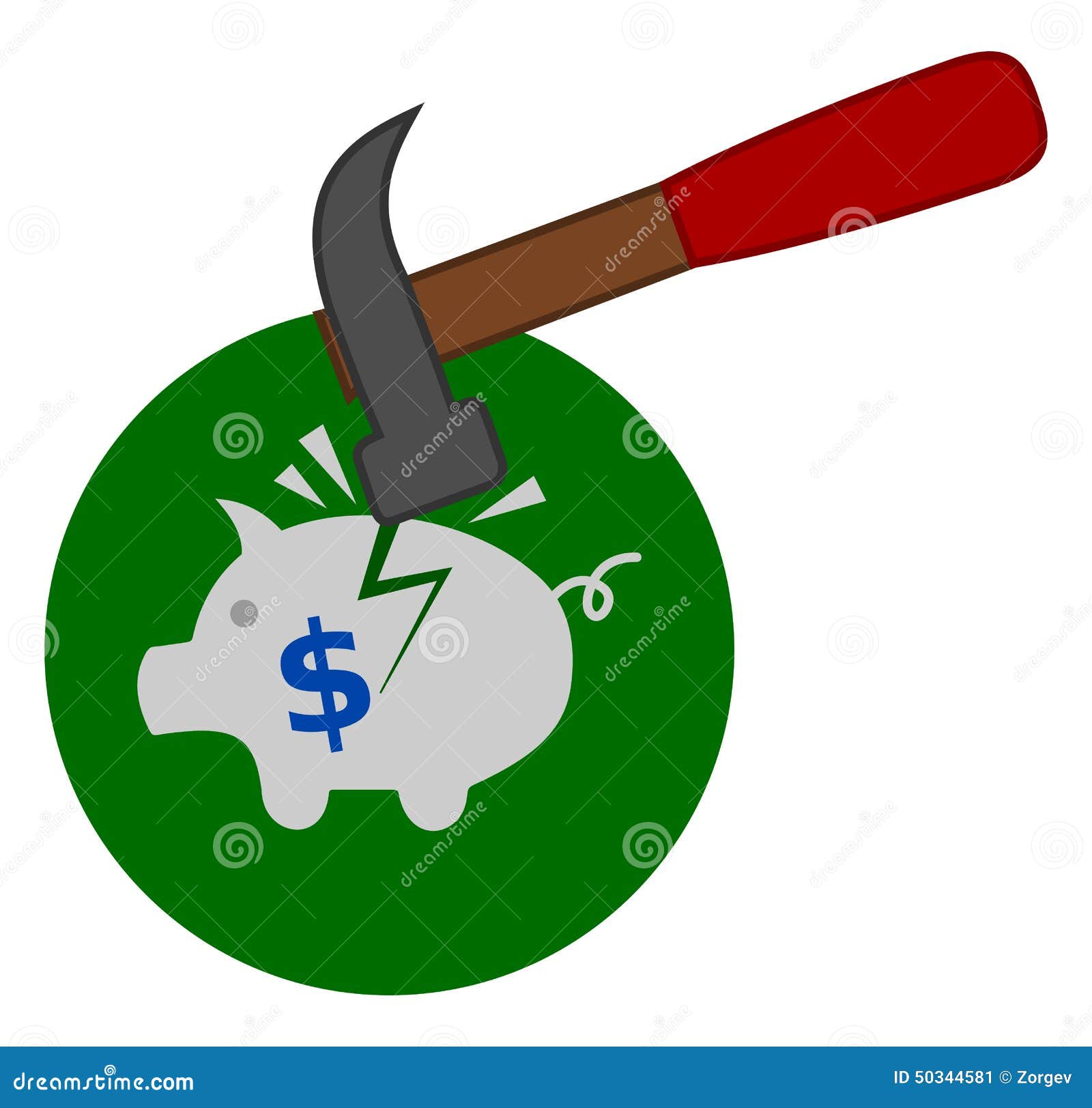 Breaking a piggy bank stock illustration. Illustration of break - 50344581