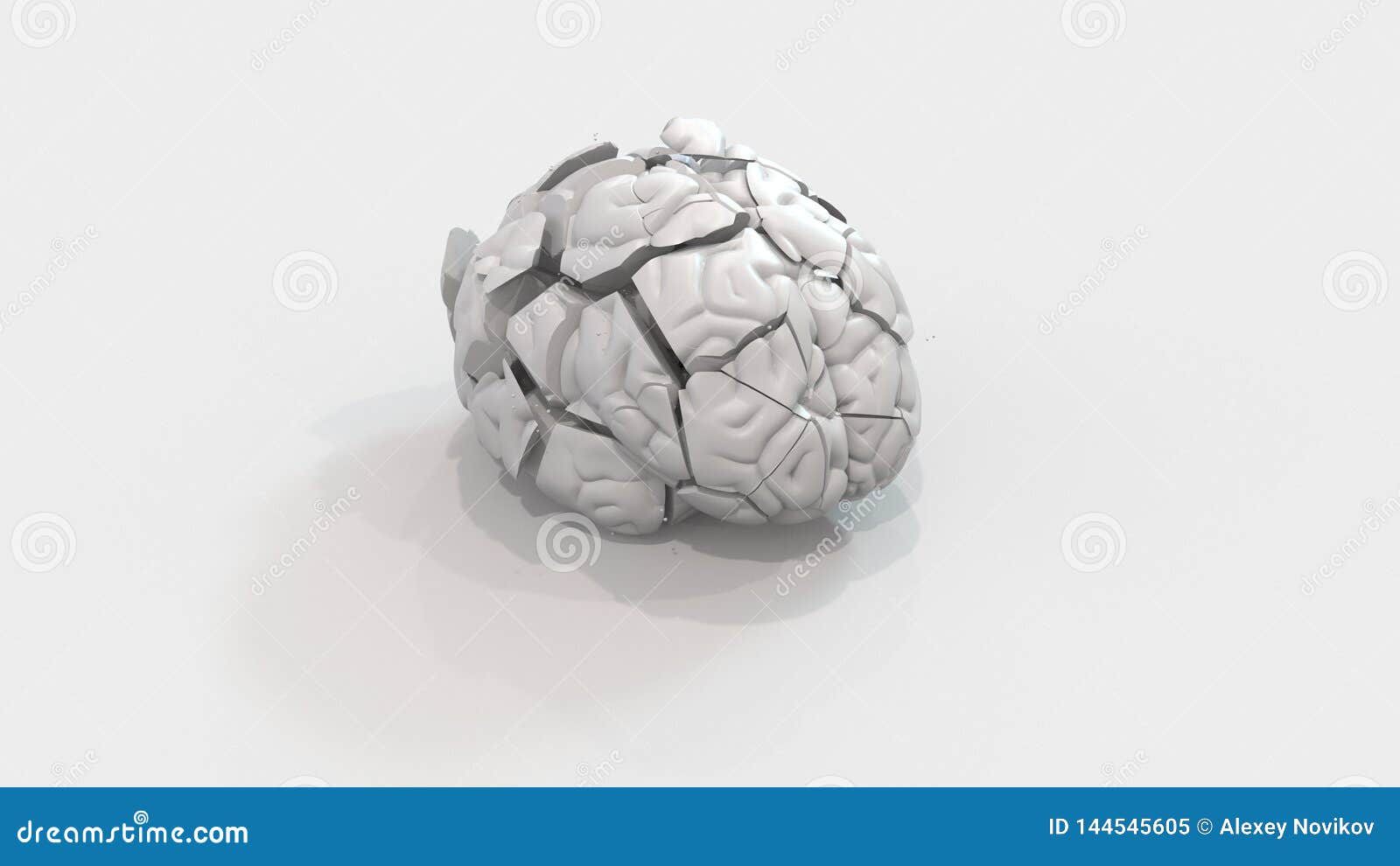 Breaking Plaster Human Brain Model. Disease, Stress or Idea Crisis ...