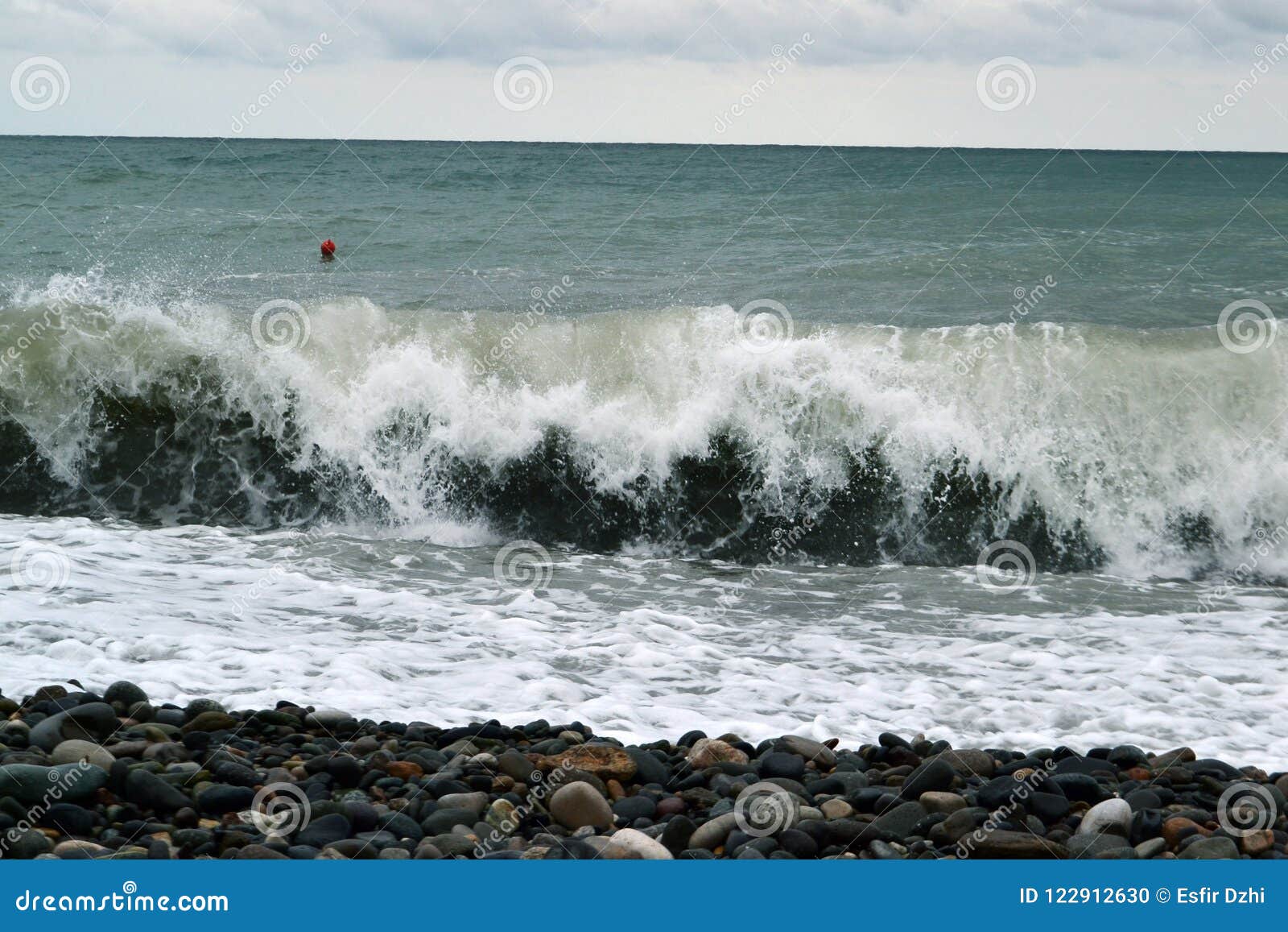 Breaking Powerful Waves at Rising Storm Stock Photo - Image of coastal ...