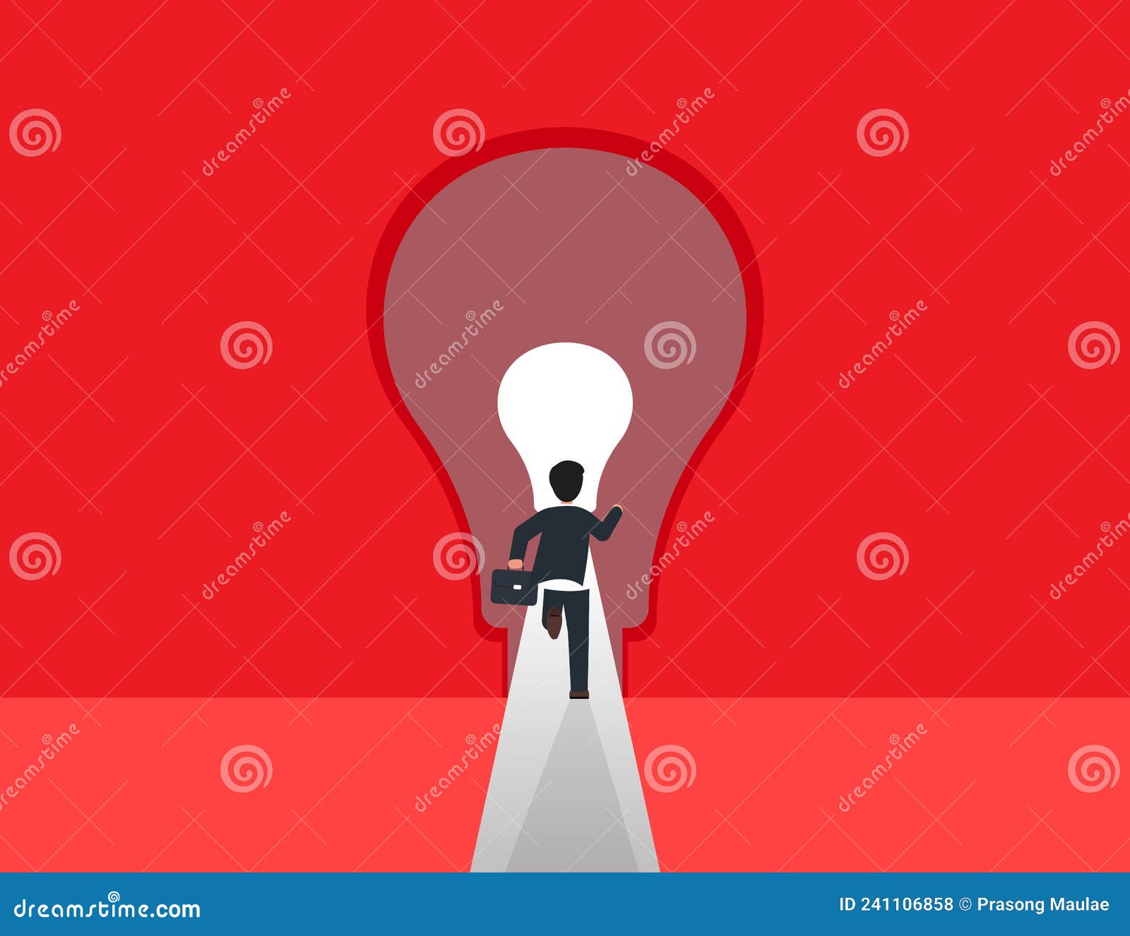 Breaking through Red Light Bulb Tunnel. Break through Obstacles Stock ...