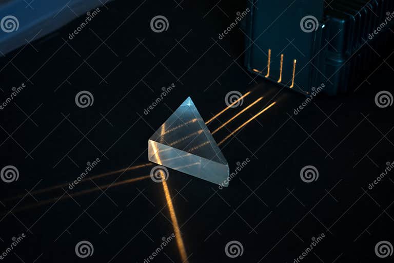 Breaking and Reflection of Light Beams in a Prism. Physics Experiment ...