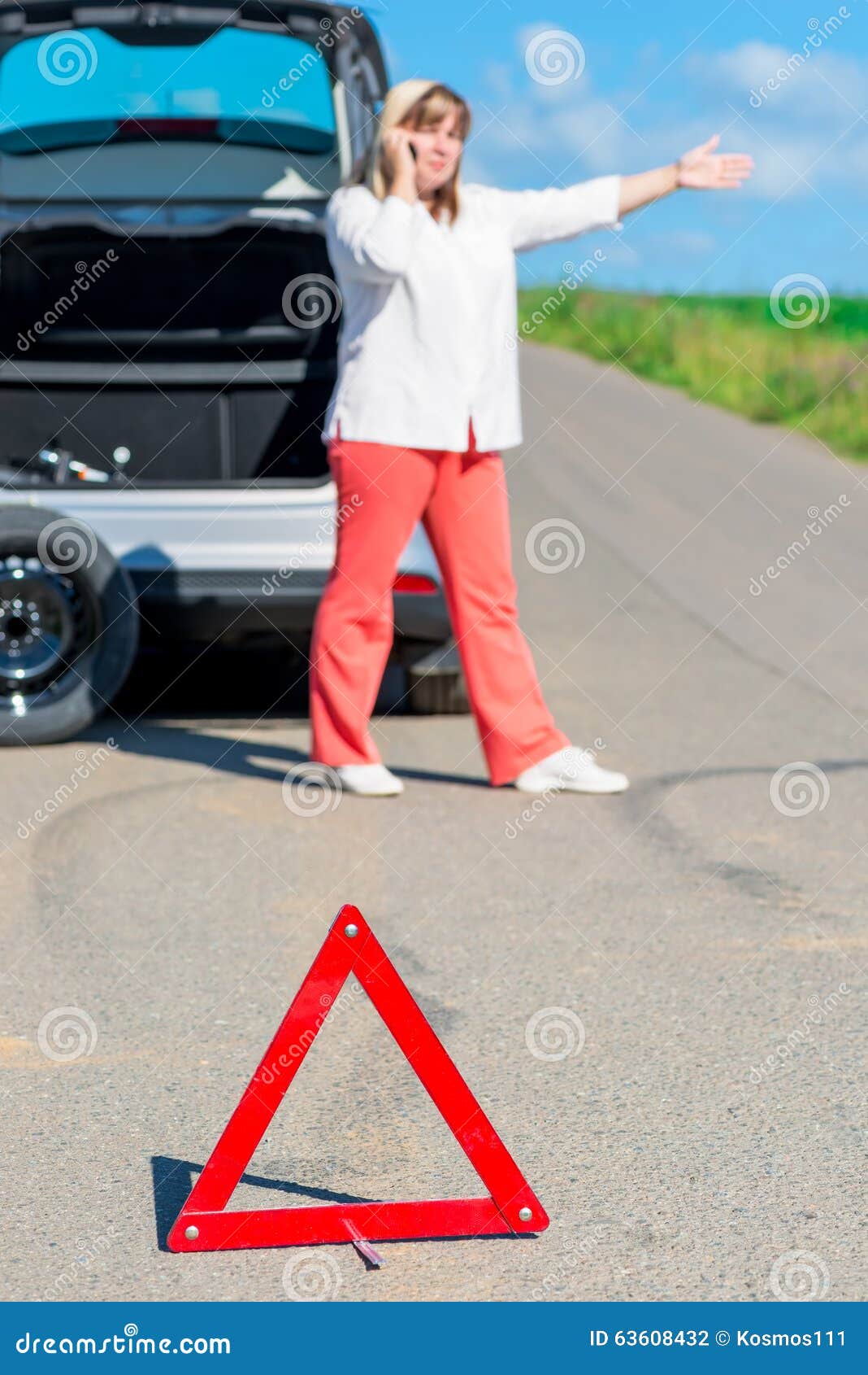 Breaking on the road stock photo. Image of phone, road - 63608432