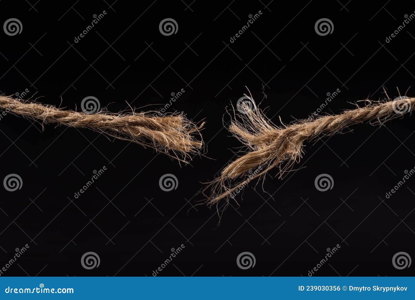 Breaking Rope Isolated on Black Background Stock Photo - Image of ...