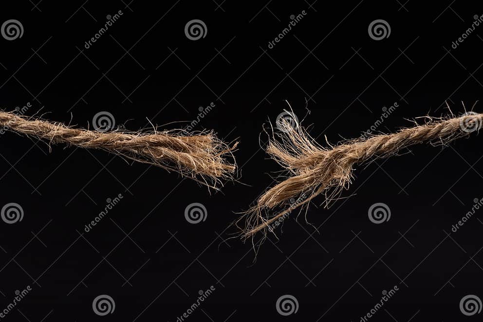 Breaking Rope Isolated on Black Background Stock Photo - Image of ...