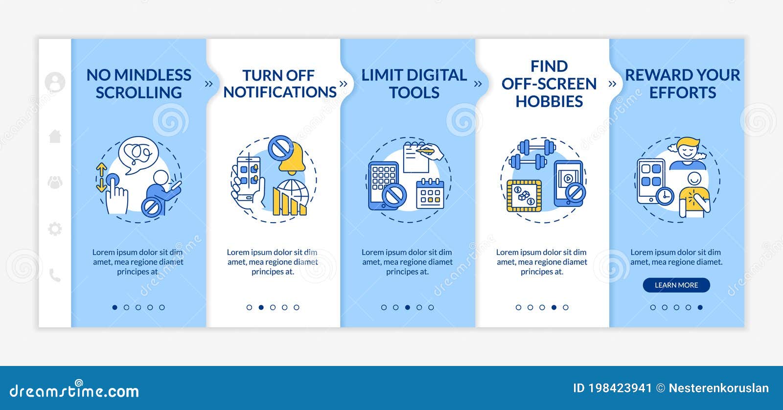 Screen Addiction Isolated Cartoon Vector Illustration Set