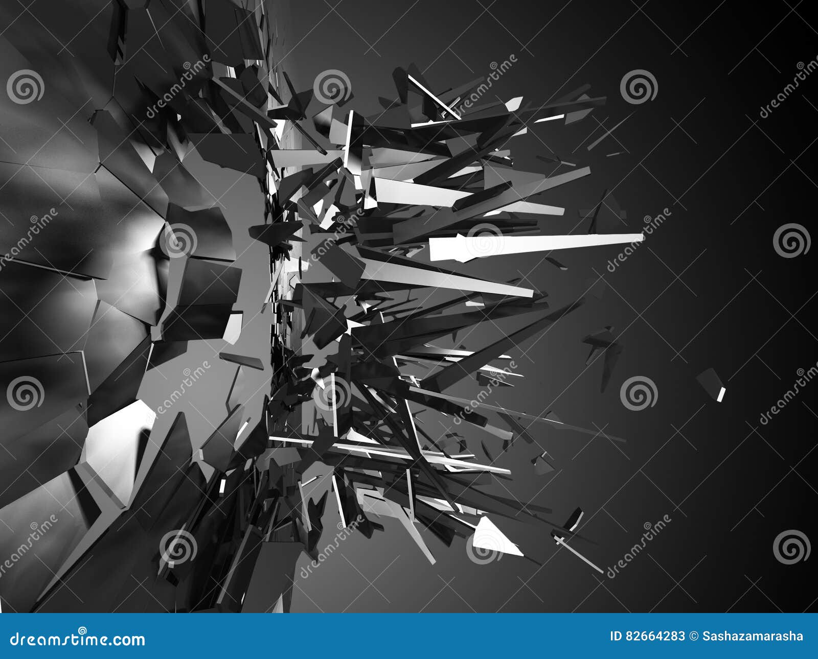 Breaking and Shattered Glass Pieces Explosion. Abstract Background ...