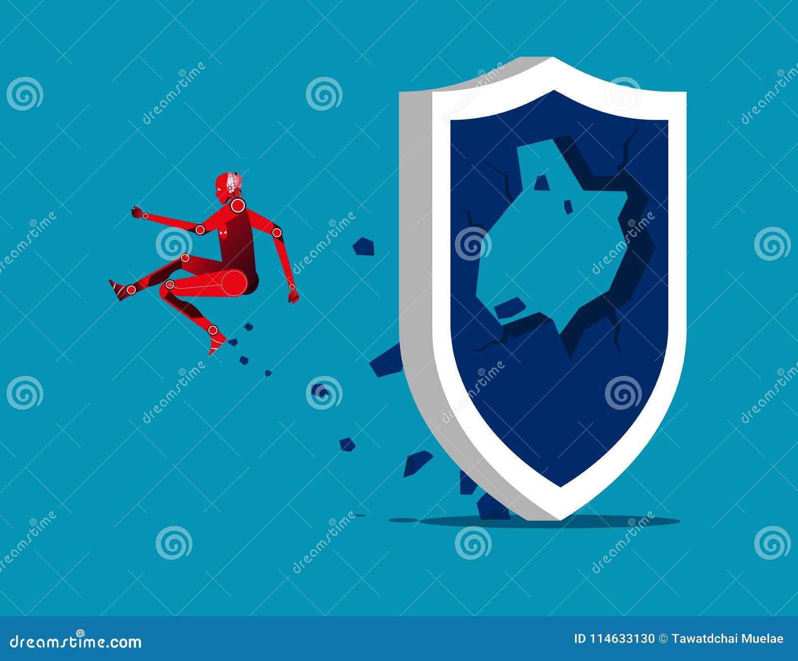 Breaking the Shield. Concept Destroy Security Vector Illustratio Stock ...