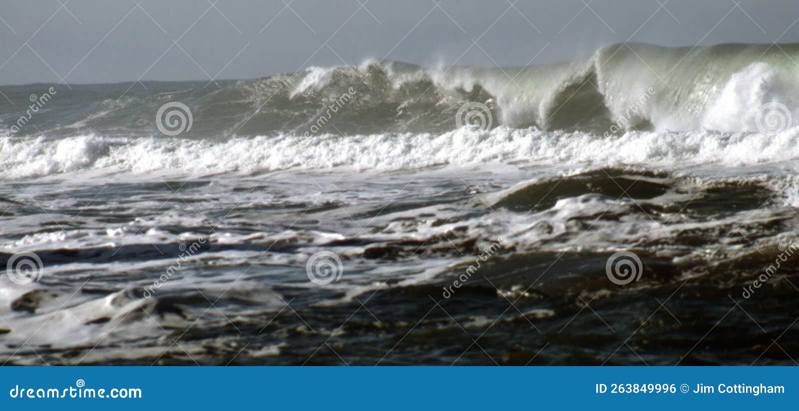 Breaking Surf Panorama - Waves are Rolling in Stock Photo - Image of ...
