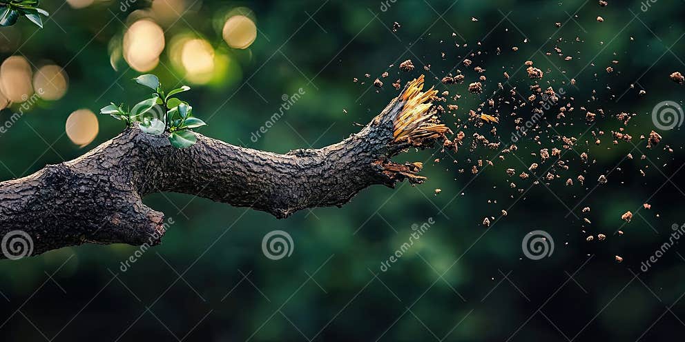 Breaking Tree Branch, a Tree Branch Breaking and Falling, Capturing the ...