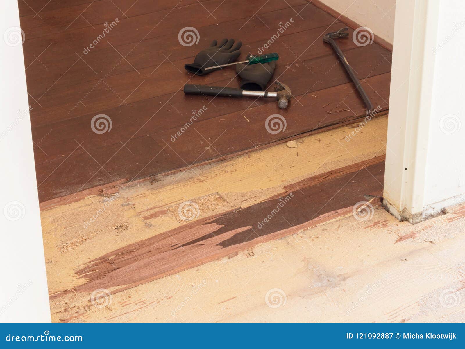 Breaking Up a Solid Wooden Floor Stock Image - Image of open ...