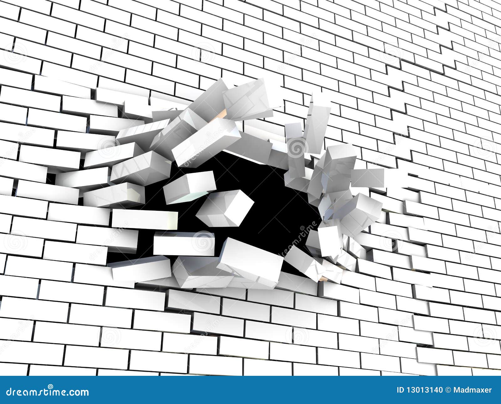 Breaking wall stock illustration. Illustration of distruction - 13013140