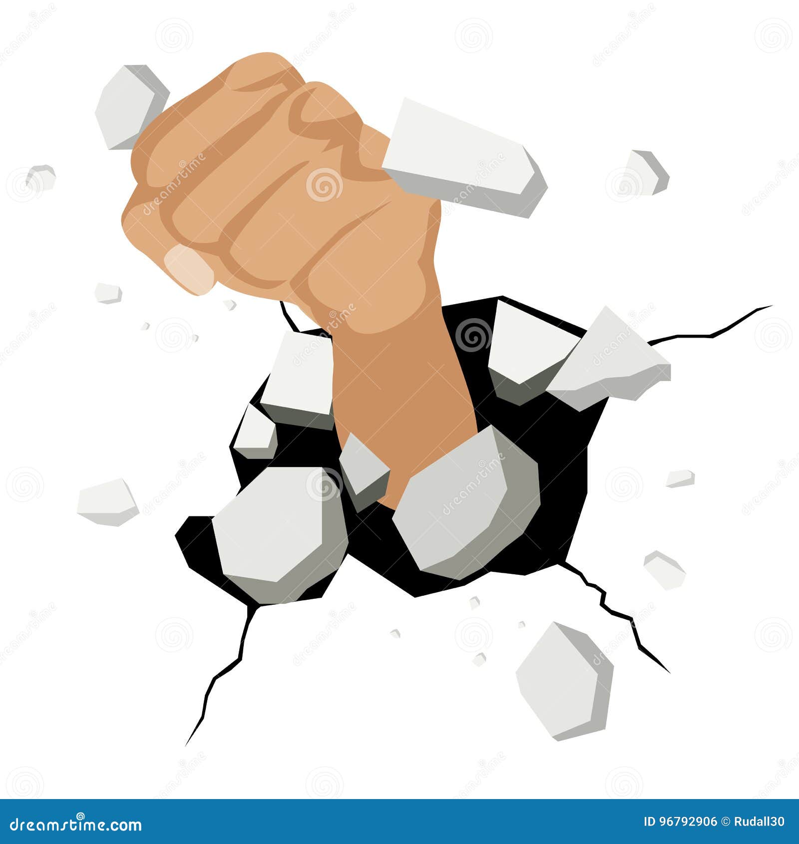 Breaking the wall stock vector. Illustration of concrete - 96792906