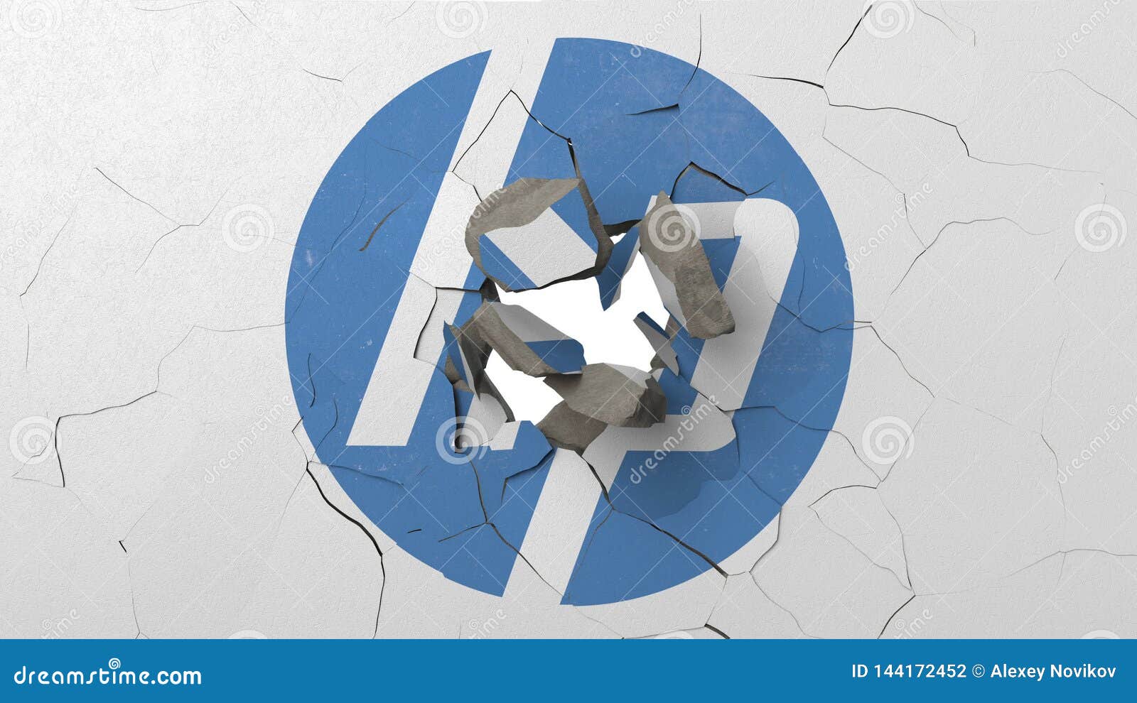 Destroying Wall with Painted Logo of HP. Crisis Conceptual Editorial 3D ...