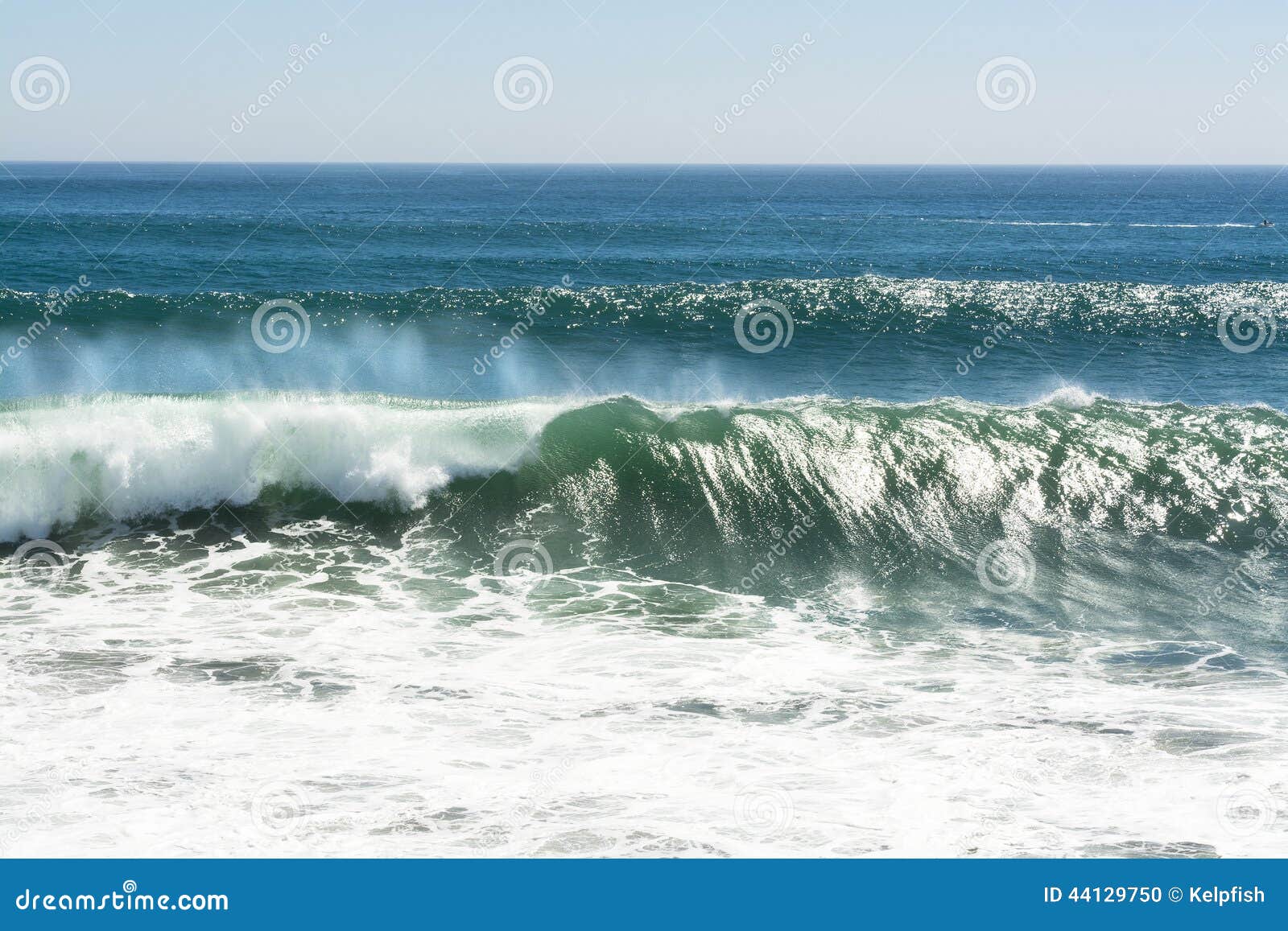 Breaking wave at beach stock photo. Image of water, windy - 44129750