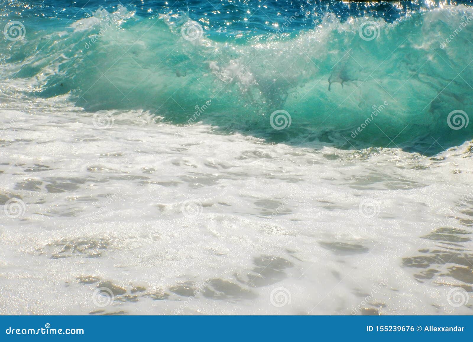 Breaking Wave of Blue Ocean on Sandy Beach Summer Background Stock ...