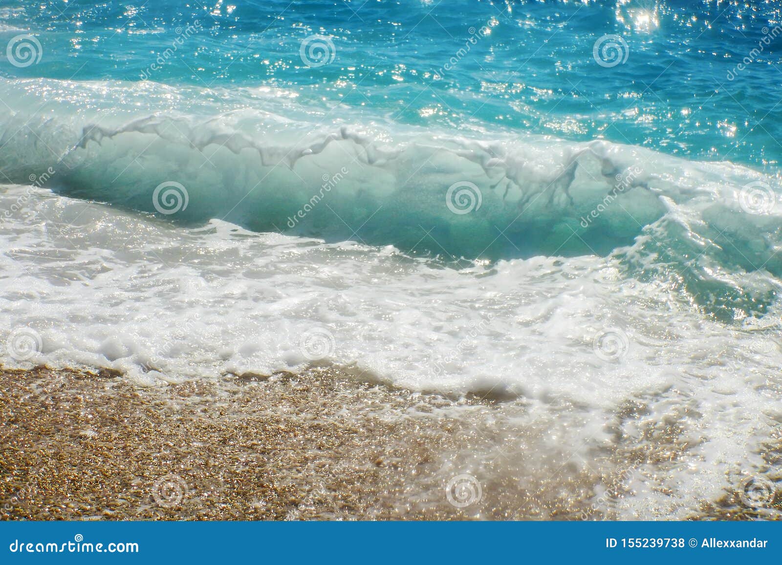 Breaking Wave of Blue Ocean on Sandy Beach Summer Background Stock ...