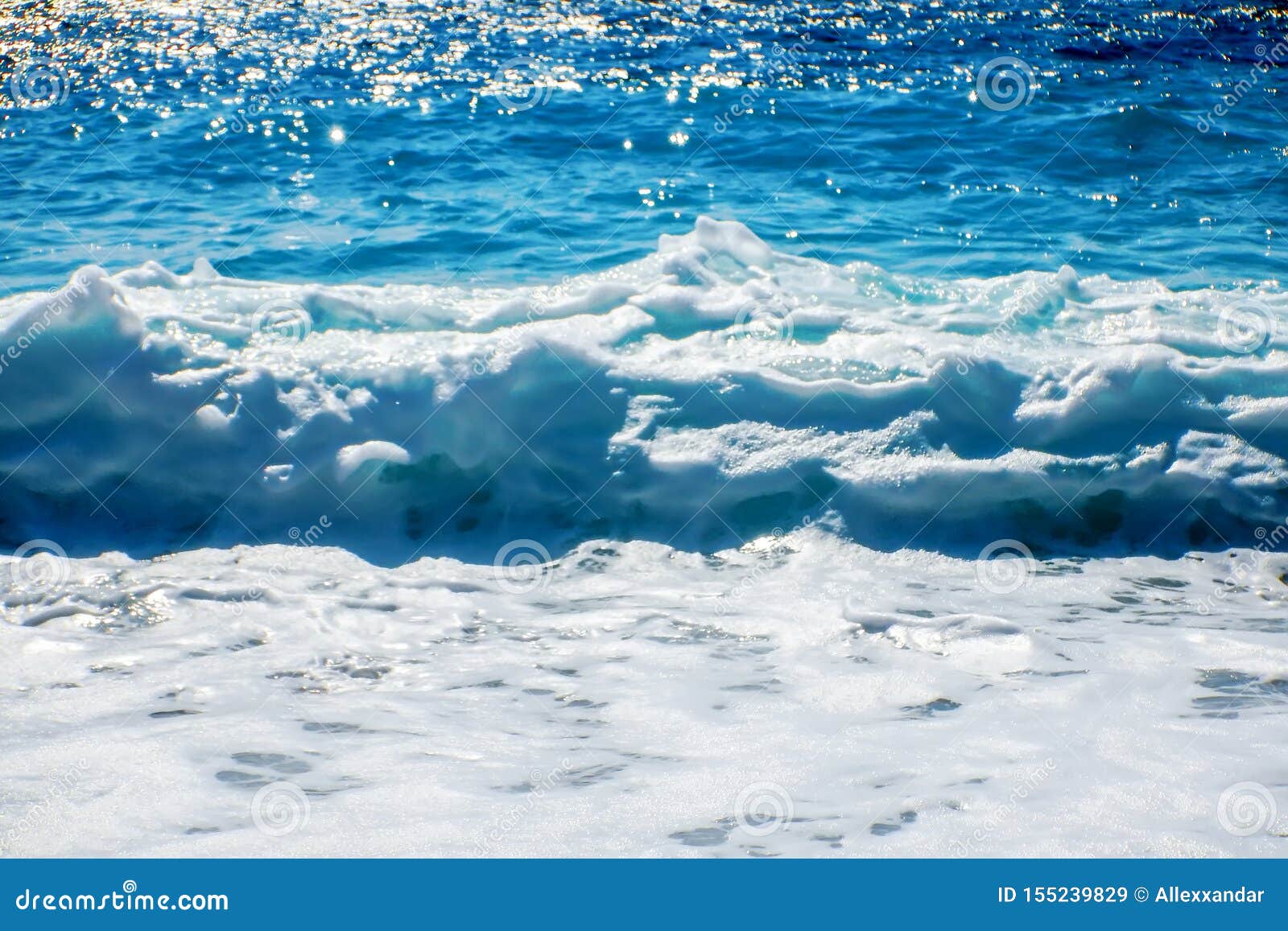 Breaking Wave of Blue Ocean on Sandy Beach Summer Background Stock ...