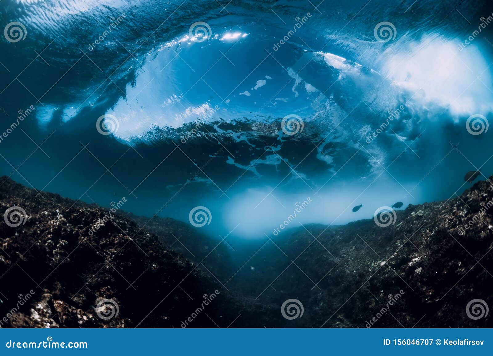 Breaking Wave in Underwater. Ocean Element in Underwater Stock Image ...