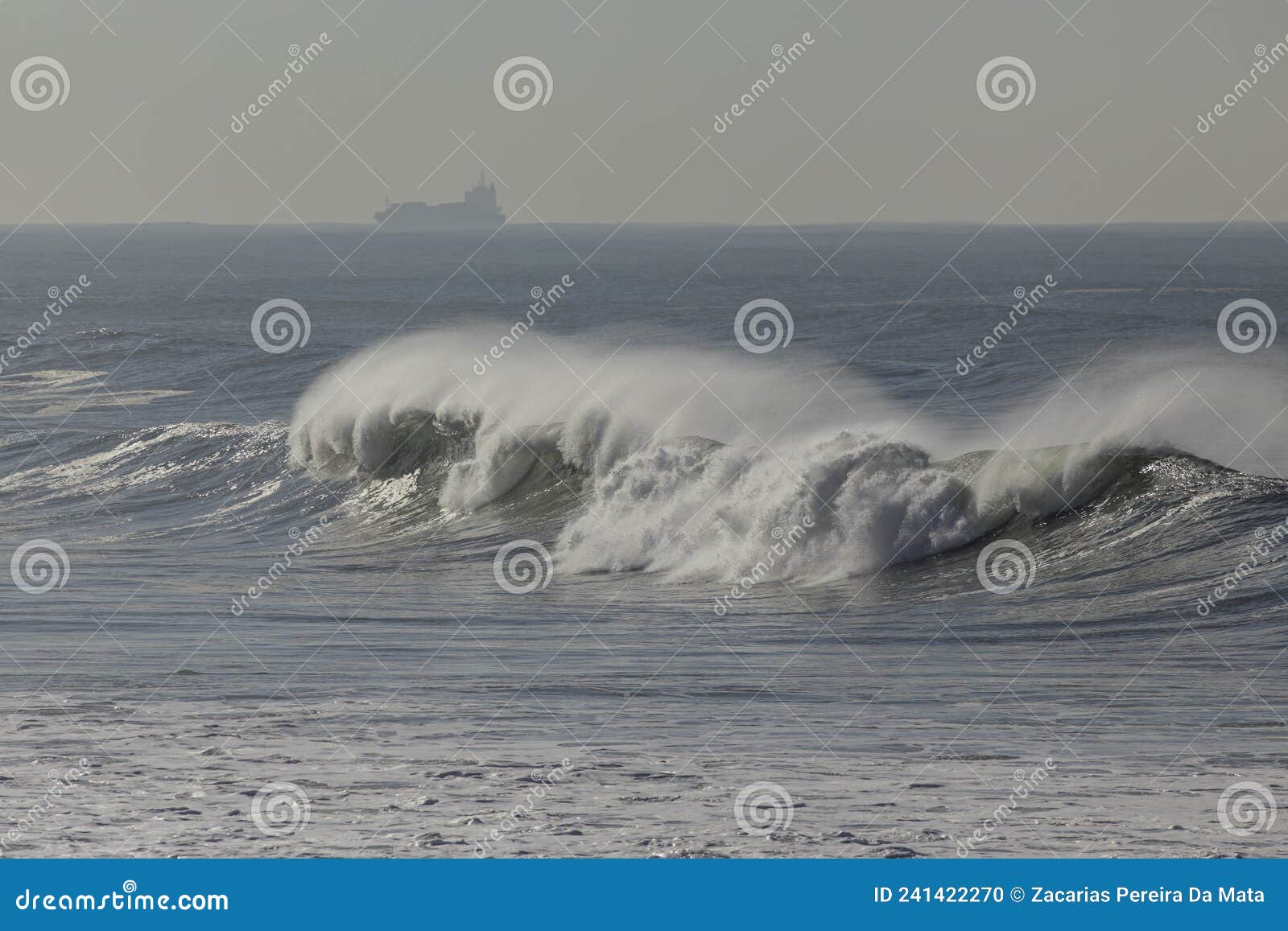Breaking Wave with Wind Spray Stock Photo - Image of power, coastal ...