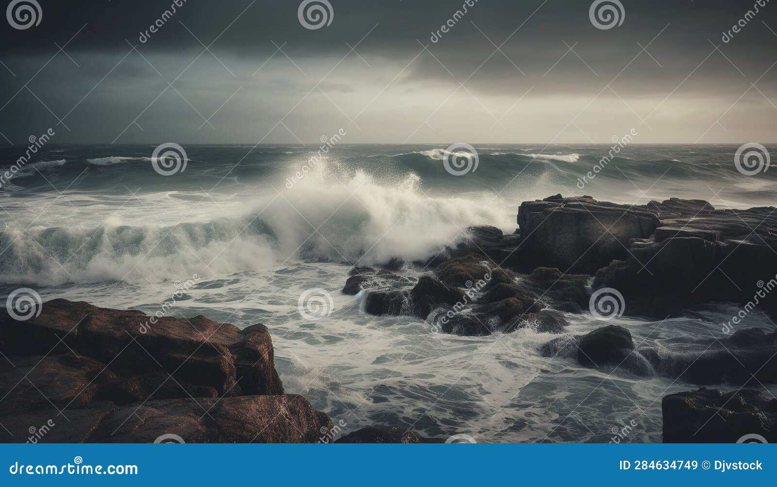 Breaking Waves Crash Against Dramatic Cliff, Splashing in Blurred ...