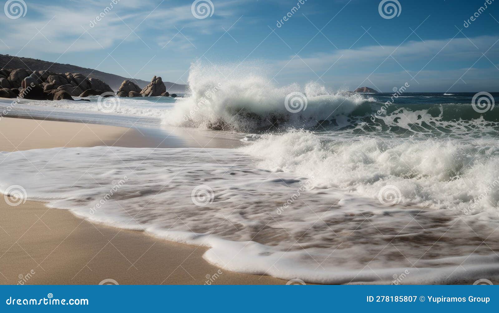 Breaking Waves Crash on Rocky Cliff Edge Generated by AI Stock Image ...