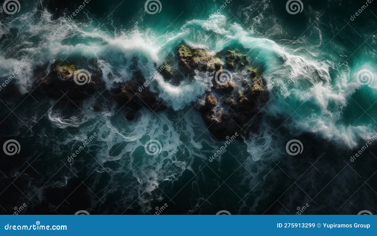 Breaking Waves Crash on Rocky Cliff Shoreline Generated by AI Stock ...