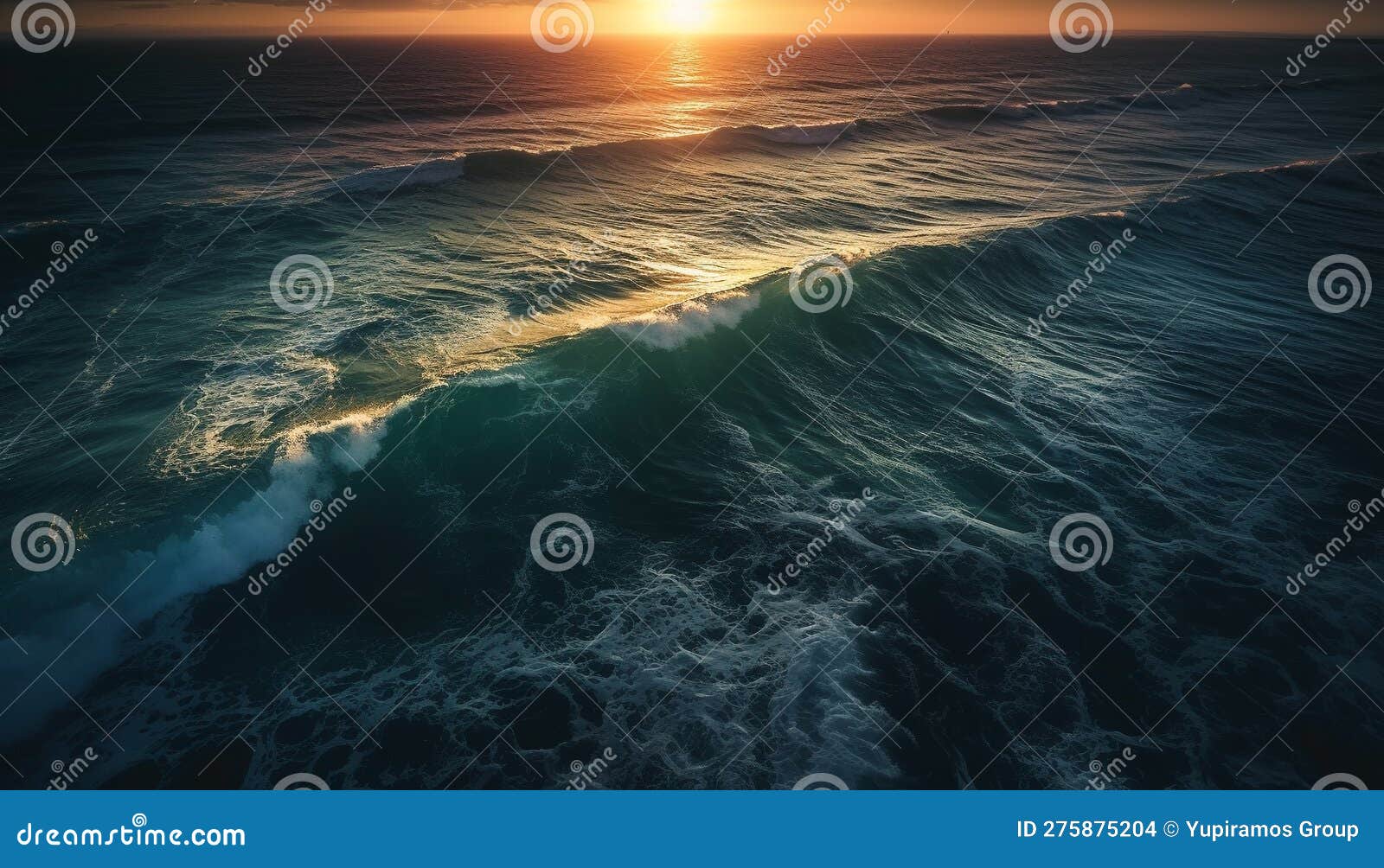 Breaking Waves at Dusk, Tranquil Beauty Reflected Generated by AI Stock ...