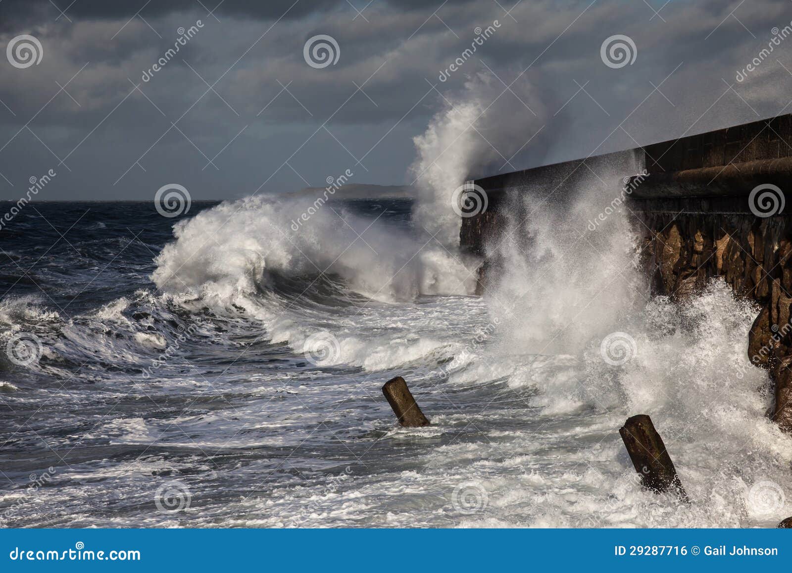 Breaking Waves Over Holyhead Breakwater Stock Photo - Image of wales ...